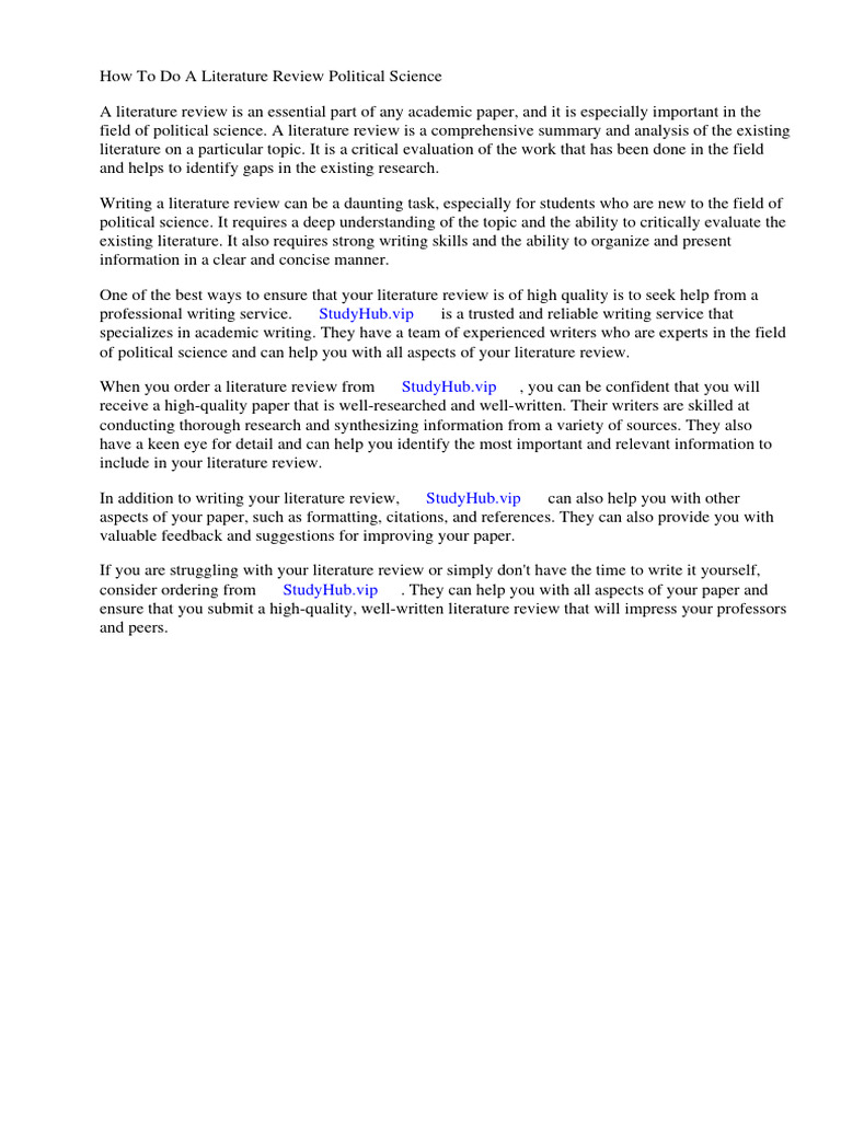 How to Do a Literature Review Political Science | PDF | Literature ...