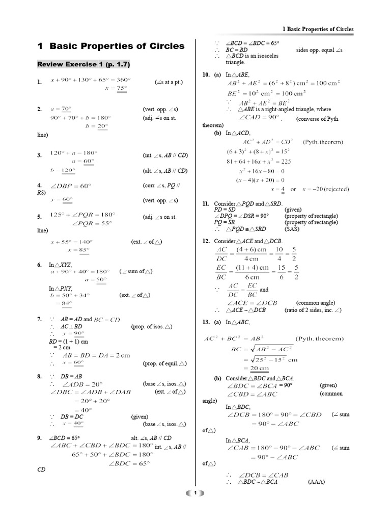 BK5A_Ch01 Basic Properties of Circles | PDF | Circle | Elementary Geometry