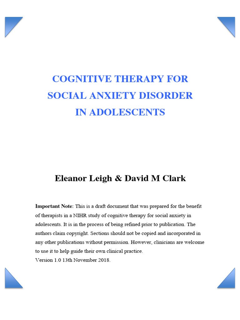 CT Sad A Manual | PDF | Anxiety Disorder | Social Anxiety Disorder