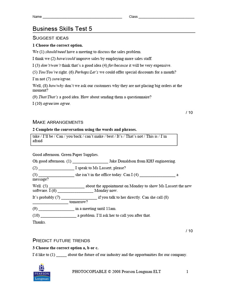 Skills Test 5 | PDF | Human Communication