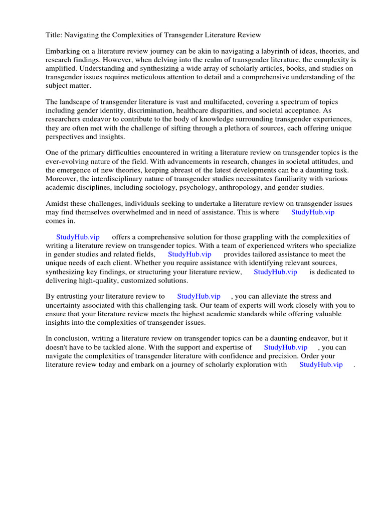 Transgender Literature Review | PDF | Transgender | LGBTQIA+ Studies