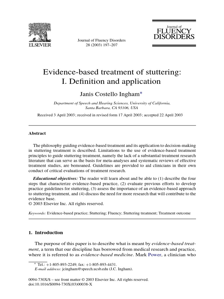 Evidence-Based Treatment of Stuttering | PDF | Evidence Based Medicine ...