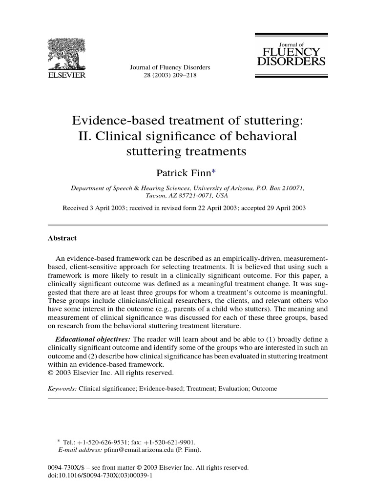 Evidence-Based Treatment of Stuttering | PDF | Stuttering | Evidence ...