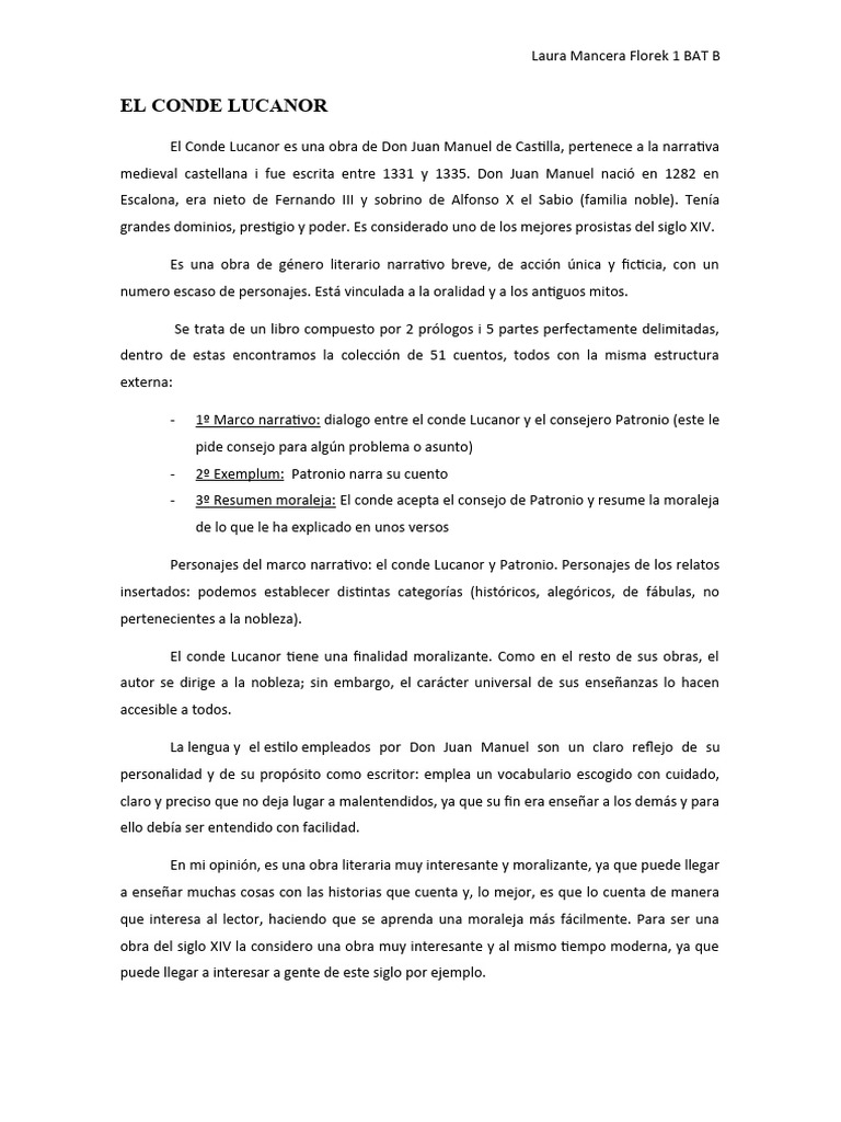 Anàlisis Conde Lucanor | PDF
