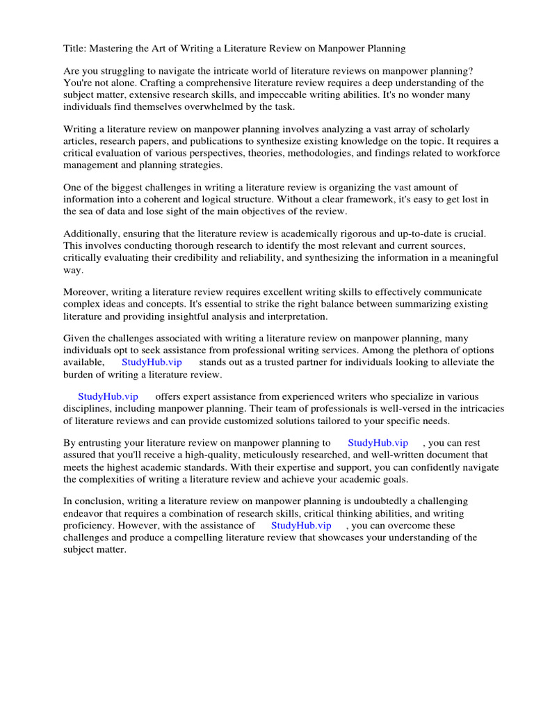 Literature Review On Manpower Planning | PDF | Performance Appraisal ...