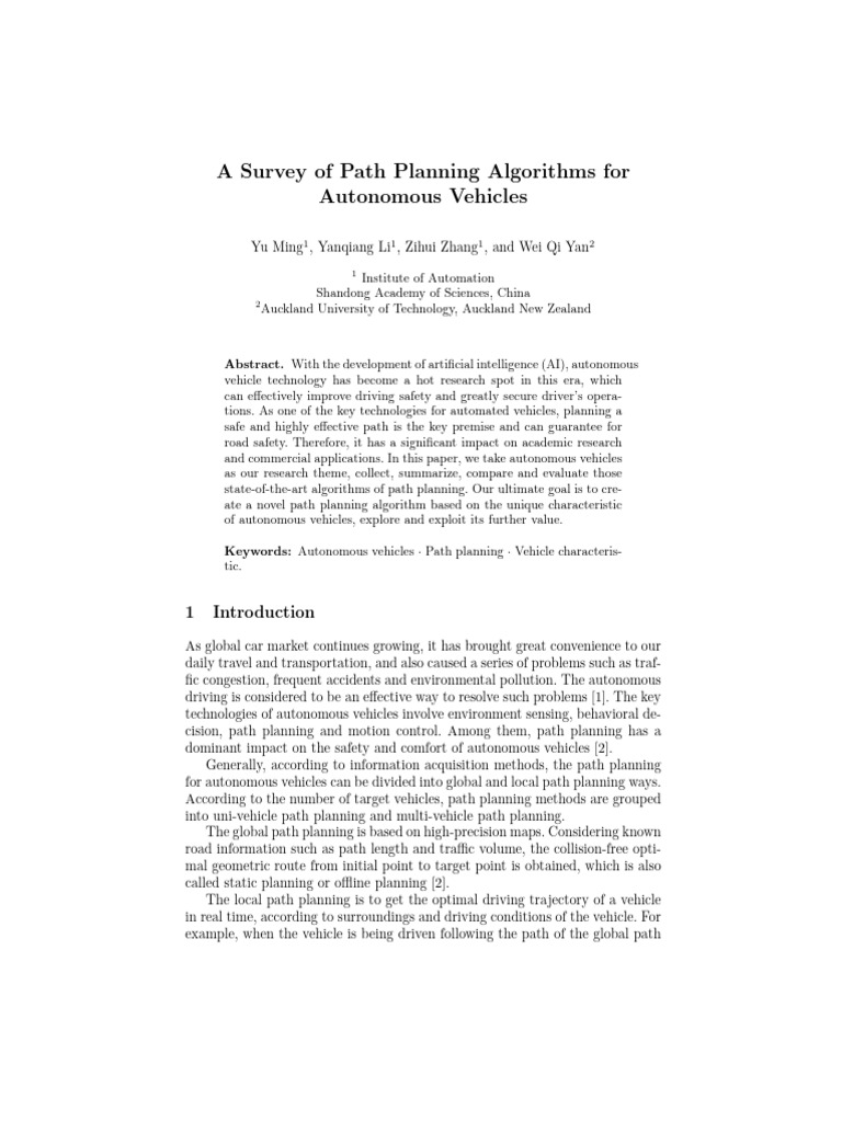 A-Survey-of-Path-Planning-Algorithms-for-Autonomous-Vehicles | PDF | Mathematical Optimization ...