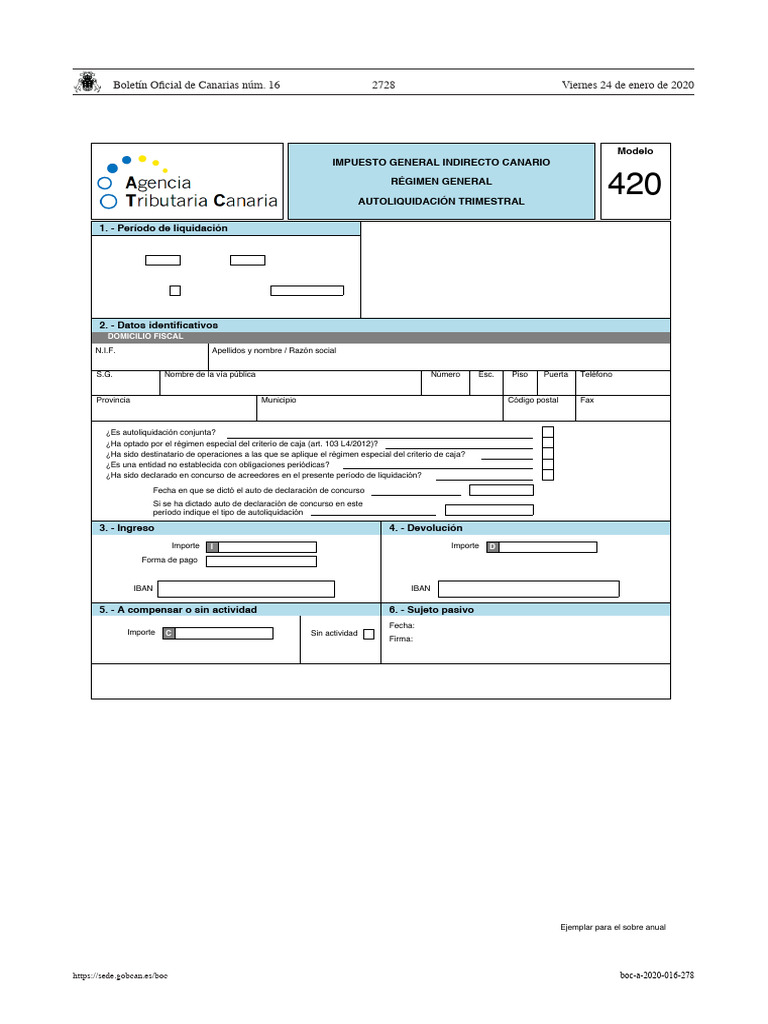 Modelo 420 IGIC | PDF | Impuestos | Liquidación