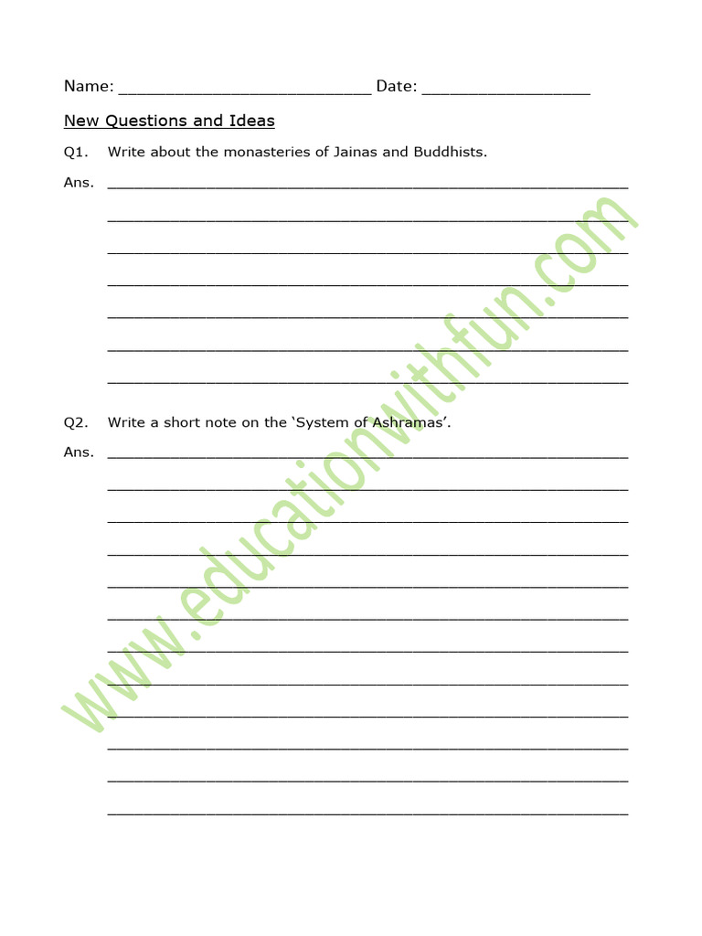 New Questions and Ideas Worksheet 2 | PDF | Indian Religions | Indian ...