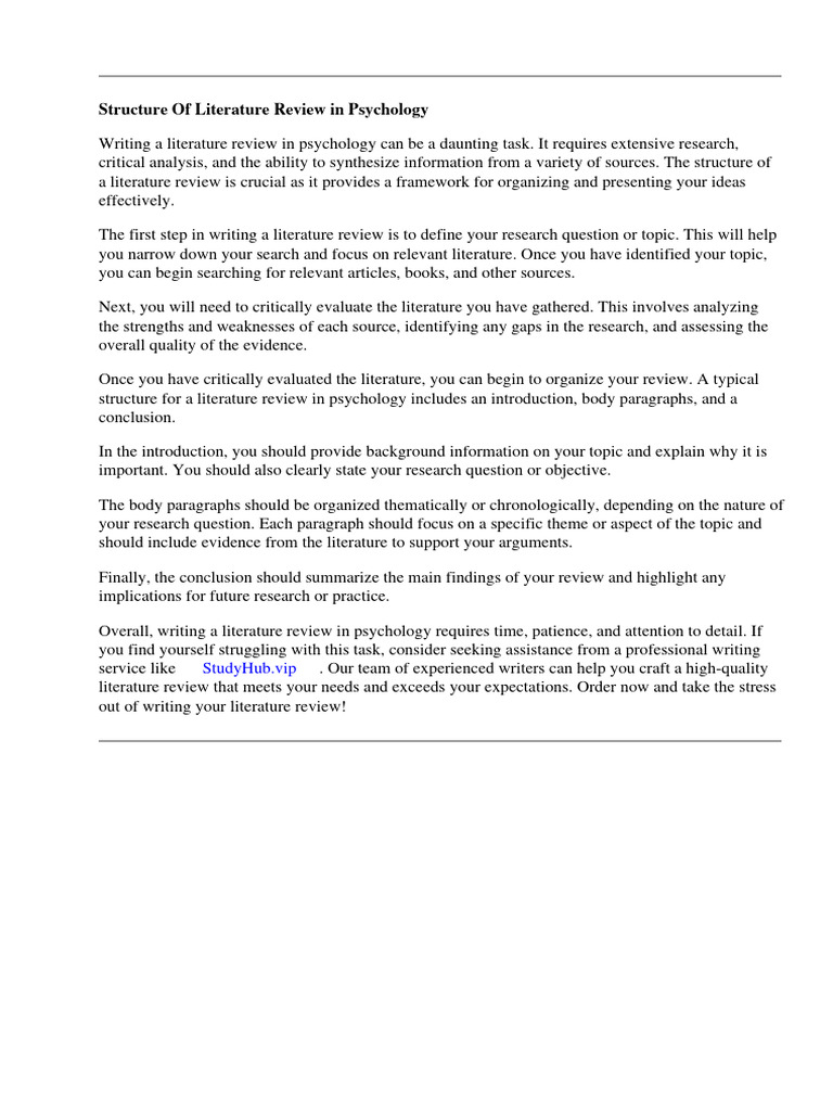 Structure of Literature Review Psychology | PDF | Literature Review ...