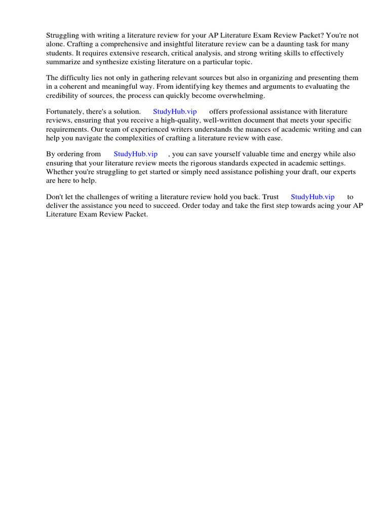 AP Literature Exam Review Packet | PDF | Advanced Placement