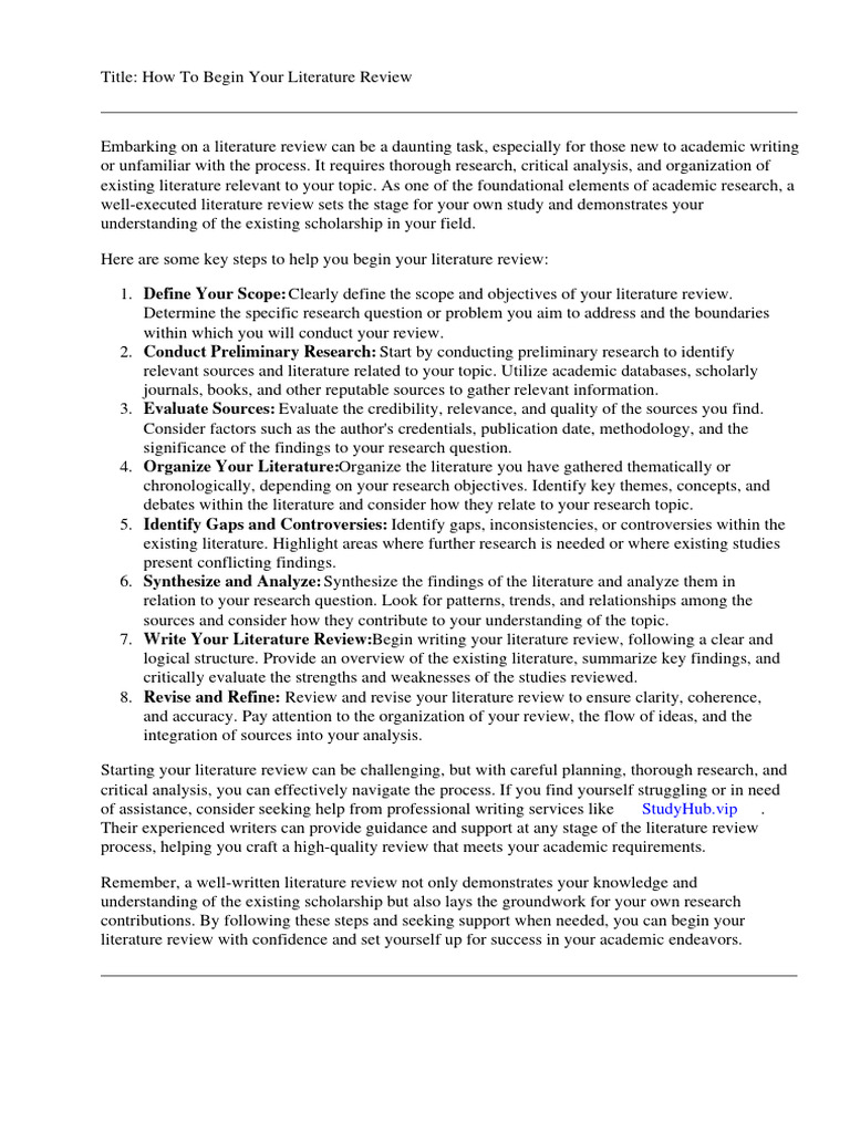Starting Your Literature Review Guide | PDF | Literature Review | Citation