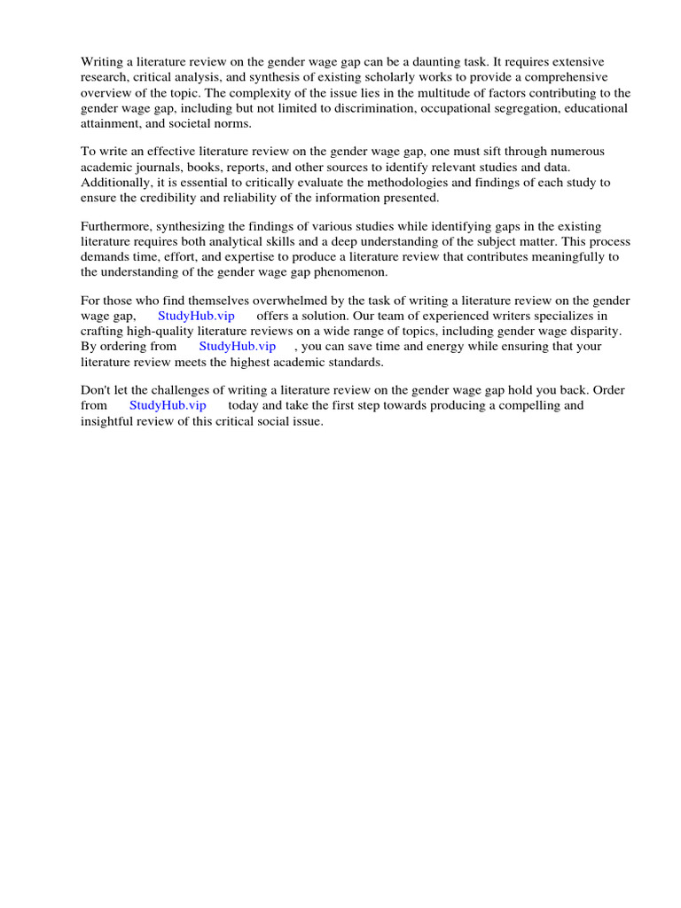 Gender Wage Gap Literature Review | PDF | Gender Pay Gap | Labour Economics