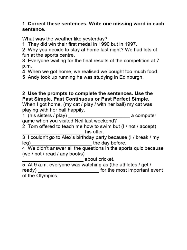 Grammar Quiz 2.2 Narrative Tenses Unit 2 Group B Focus 3 | PDF