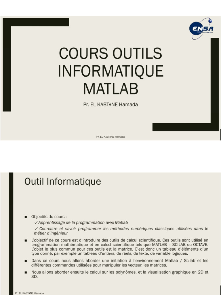 Cours Outil Informatique Matlab - 35 | PDF