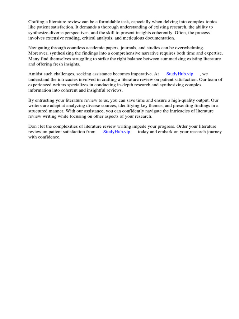 Review of Literature Patient Satisfaction | PDF | Job Satisfaction ... Review of Literature Patient Satisfaction | PDF | Job Satisfaction ...