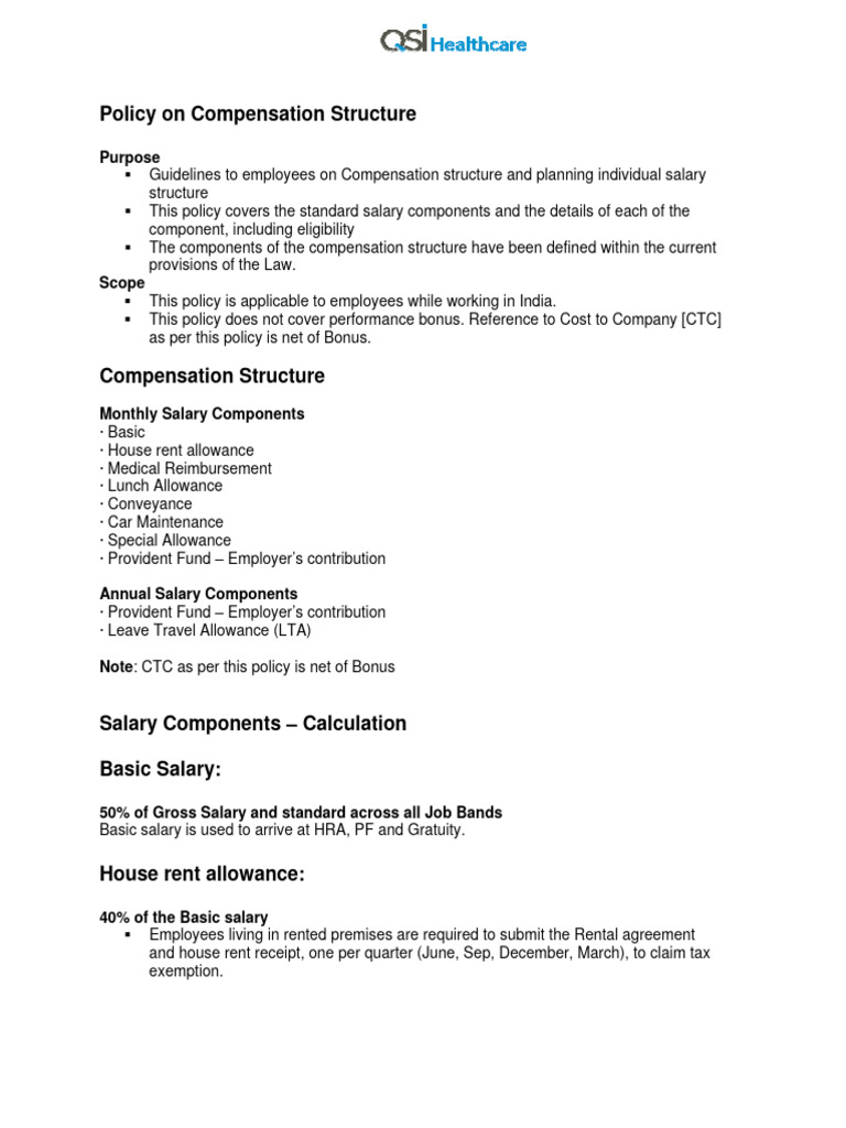 Compensation Structure and Benefits Guide | PDF | Employee Benefits ...