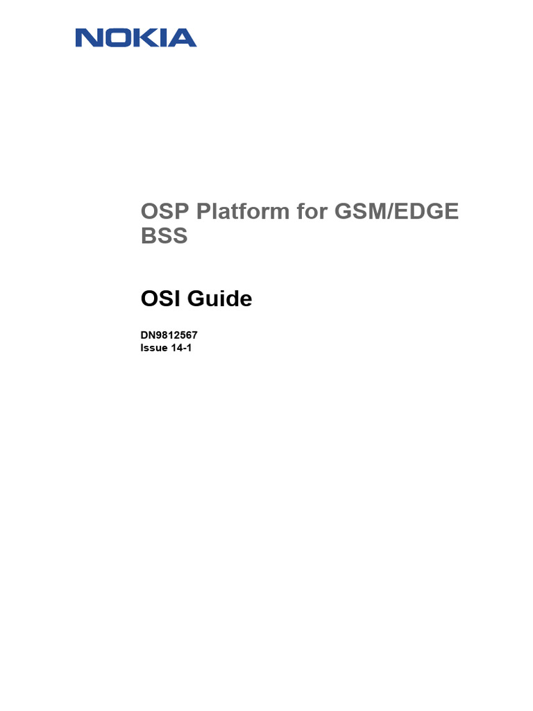 OSP Platform For GSM/EDGE BSS: OSI Guide | PDF | Osi Model | Computer ...
