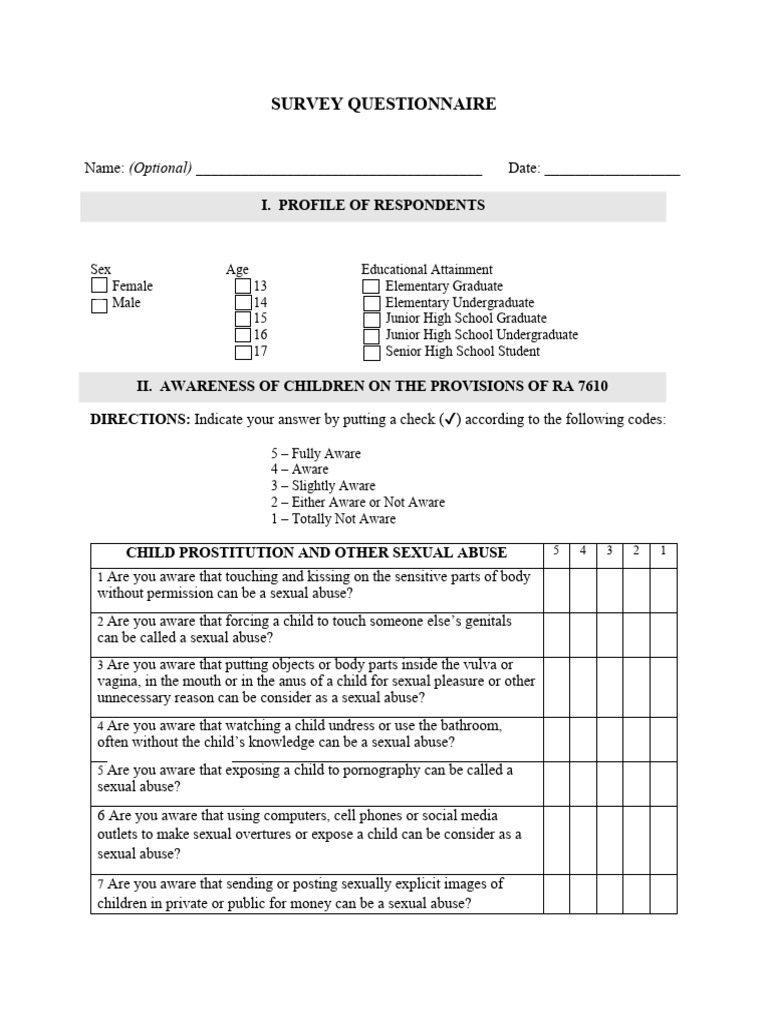 final-survey | PDF | Sexual Abuse | Human Sexual Activity