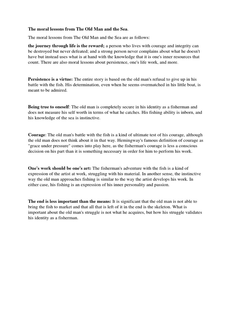 The Moral Lessons From The Old Man and The Sea - 240319 - 234128 | PDF