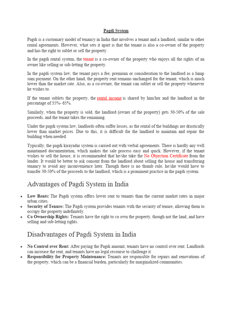 Pagdi System With Case | PDF | Leasehold Estate | Landlord