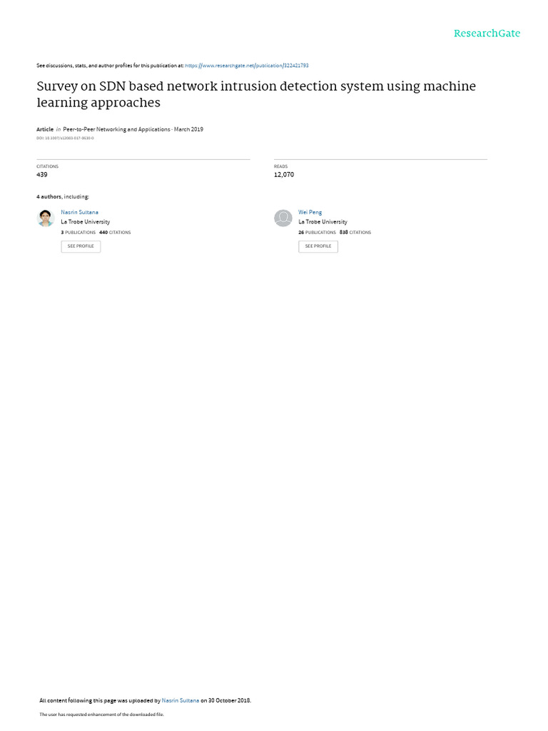 Survey On SDN Based Network Intrusion Detection System Using Machine ...
