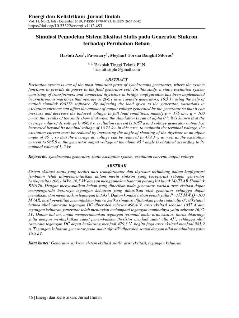 Simulasi Pemodelan Sistem Eksitasi Stati | PDF | Electric Generator | Rectifier