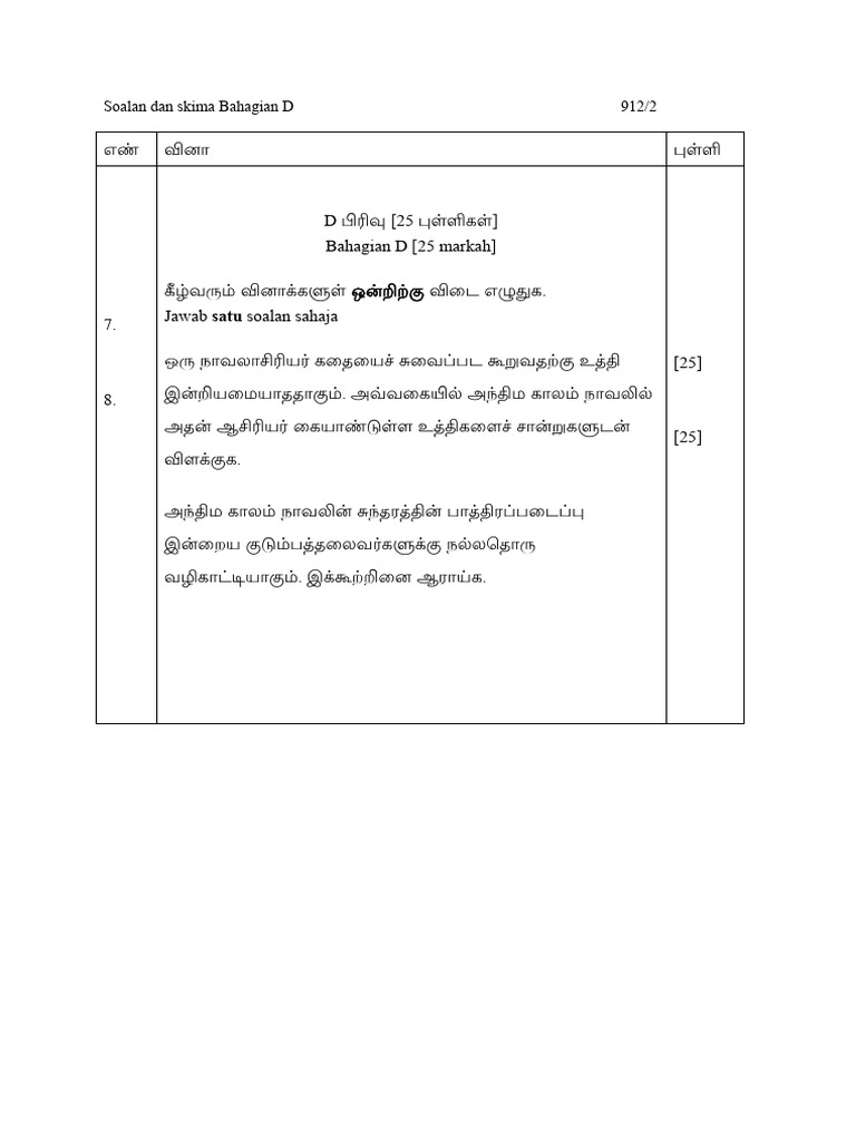 பிரிவு D 2021 soalan dan skima jawapan | PDF