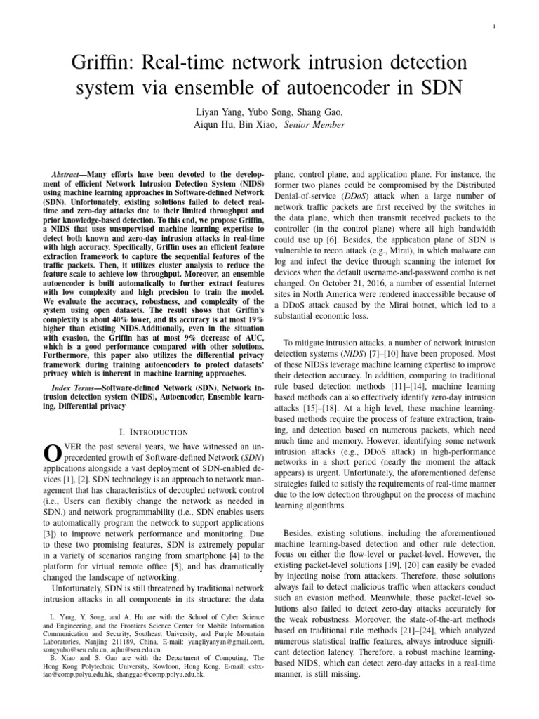 TNSM-Griffin-intrusion Detection | PDF | Machine Learning | Computer Network