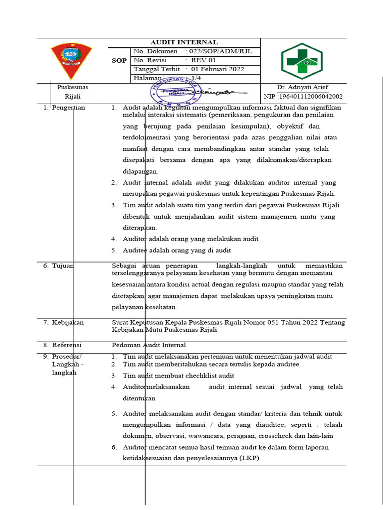 1.6.3ep.a Sop Audit Internal | PDF