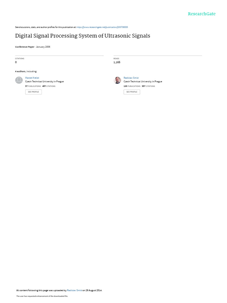 Digital Signal Processing System of Ultrasonic Sig | PDF | Wavelet | Signal Processing