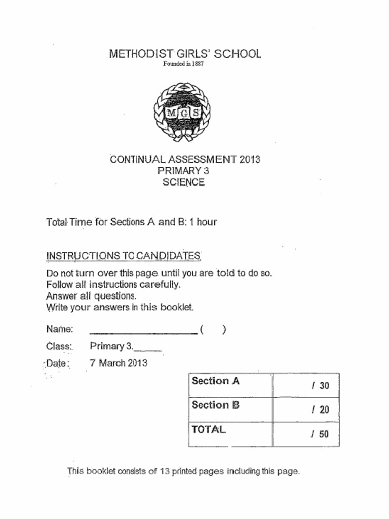 Java Samples P3 Science CA1 2013 Methodist Girls | PDF