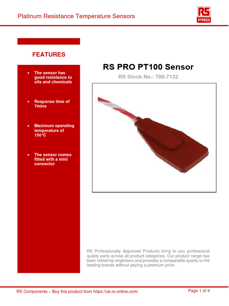 PT100 Platinum Temperature Sensor | PDF | Materials