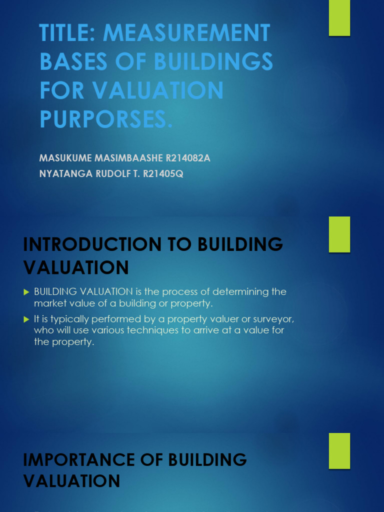 Title: Measurement Bases of Buildings For Valuation Purporses | PDF ...