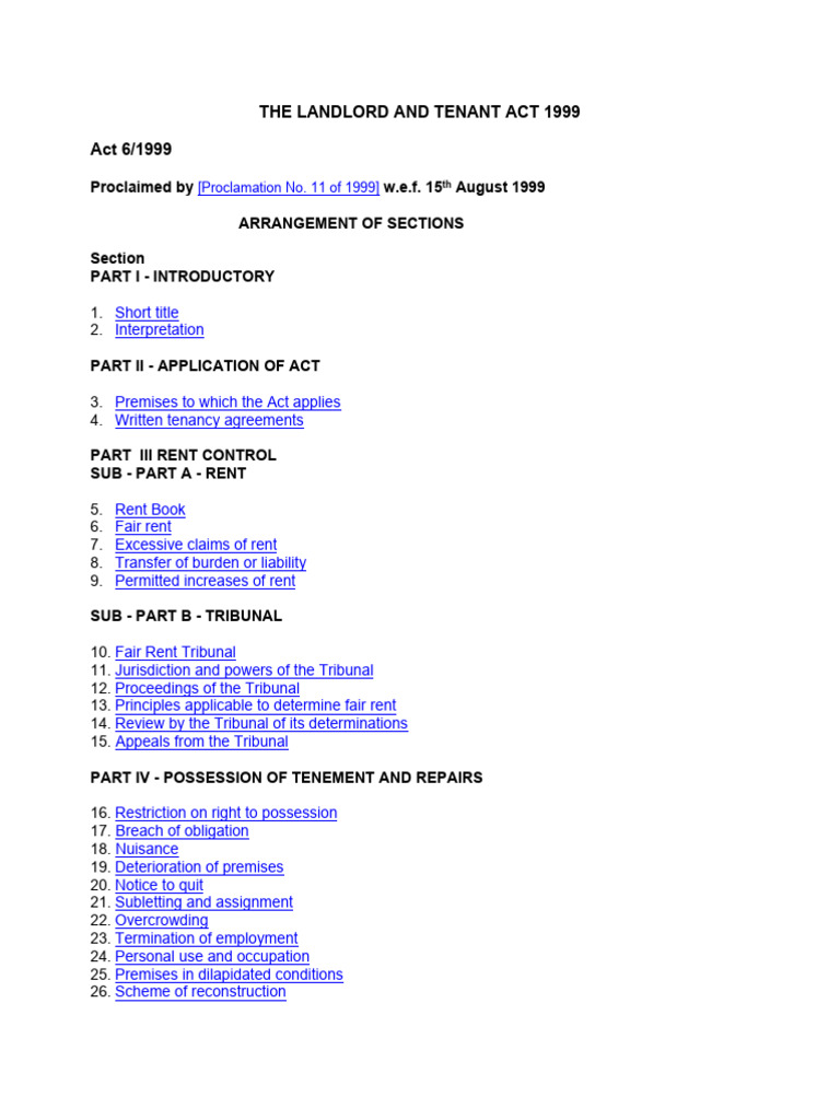 The Landlord and Tenant Act 1999 | PDF | Leasehold Estate | Lease