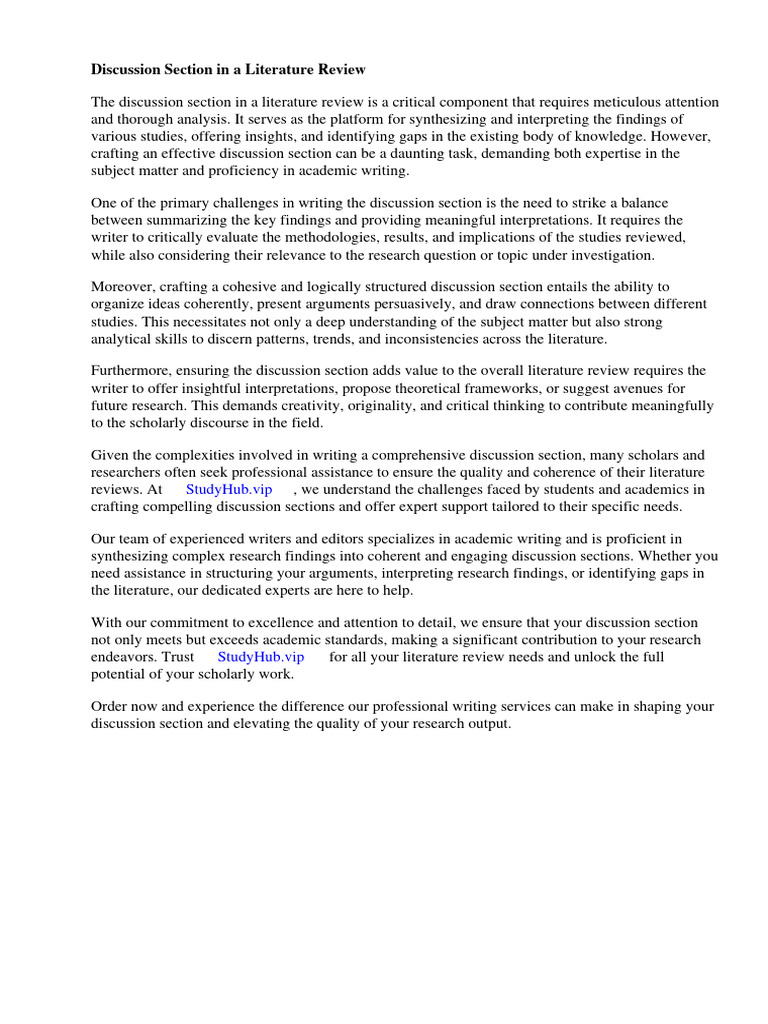 Discussion Section in A Literature Review | Download Free PDF | Thesis ... Discussion Section in A Literature Review | Download Free PDF | Thesis ...