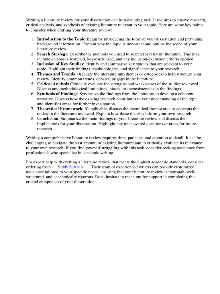 What To Include In Literature Review Dissertation Download Free Pdf