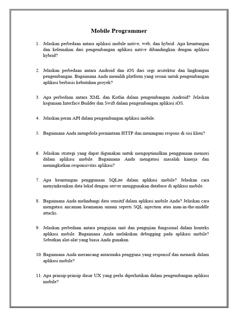 Soal Mobile Programmer | PDF