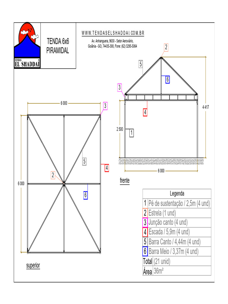 Documentaçao Tenda 6x6 - Completa | PDF | Estresse (Mecânica) | Flexão ...