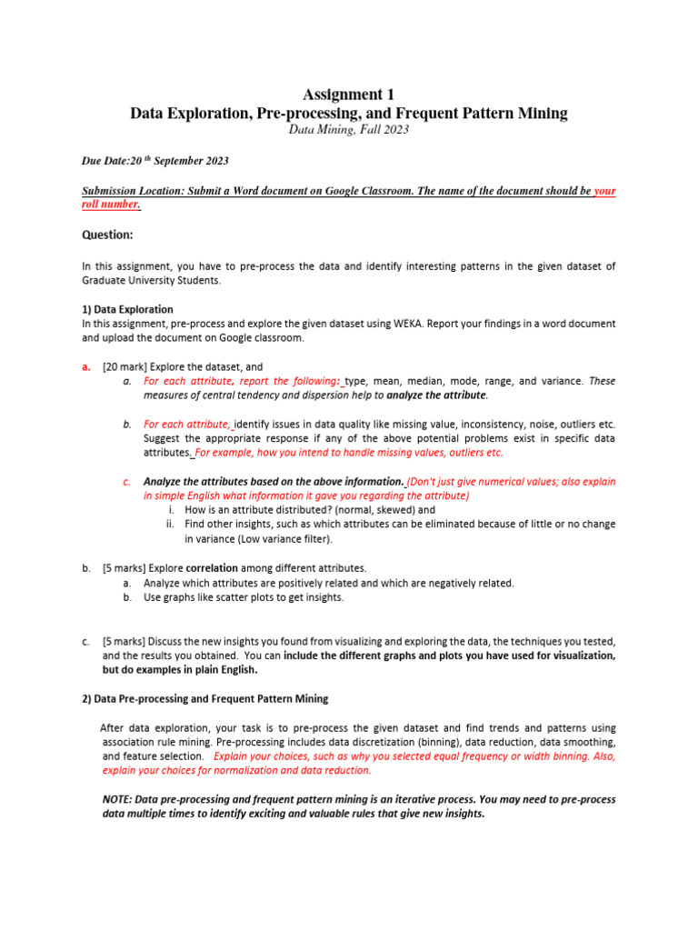 Data Mining Assignment 1 2023 preprocessing and frequent pattern | PDF ... Data Mining Assignment 1 2023 preprocessing and frequent pattern | PDF ...