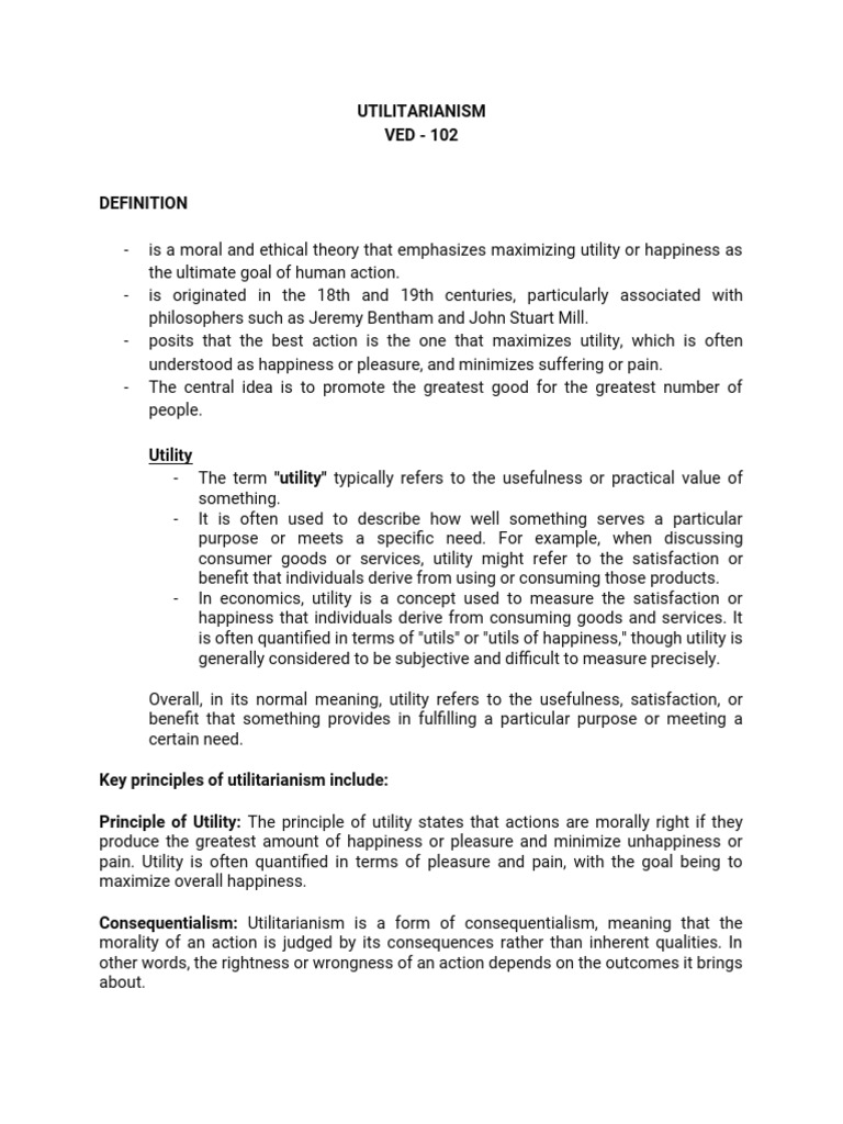 Utilitarianism - Lumantao, Vengie A. | PDF | Utilitarianism | Happiness