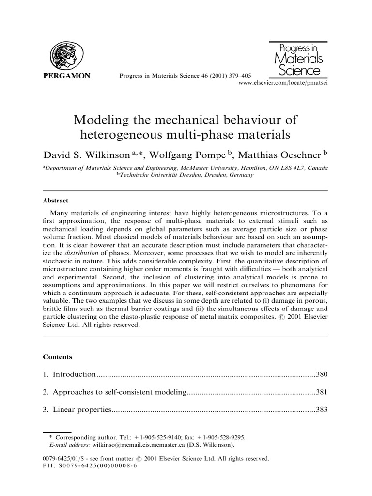Modeling The Mechanical Behaviour of Heterogeneous Multi-Phase Materials | PDF | Fracture ...