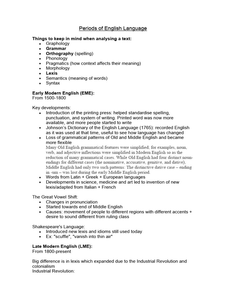 Language-Change - CIE-English-Language Revision Summary | PDF | English ...