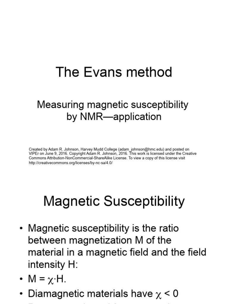 Evans Method | PDF | Nuclear Magnetic Resonance | Magnetization