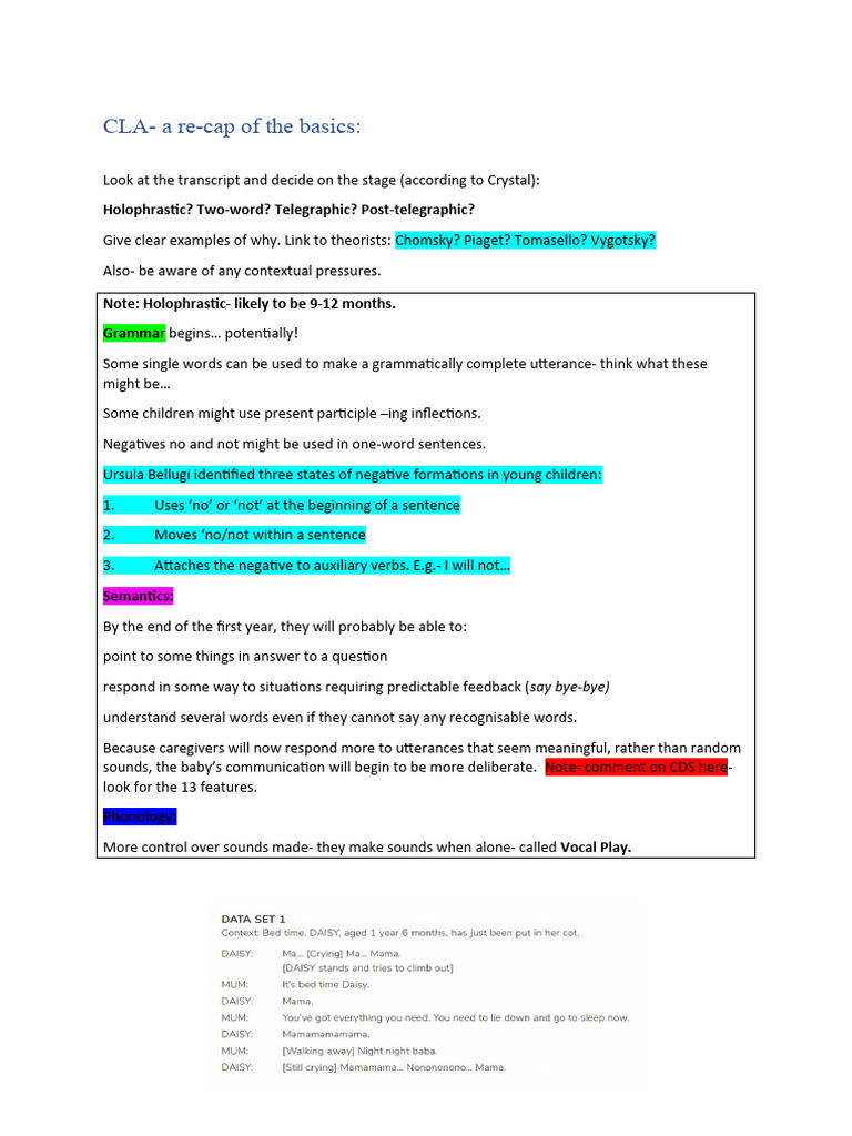 CLA - Summary and Revision Notes | PDF | Word | Verb