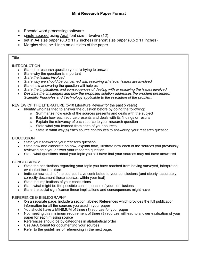 Mini Research Paper Guidelines | PDF | Data | Cognition