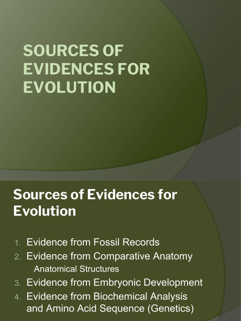 Sources of Evidences For Evolution | PDF | Fossil | Natural Selection