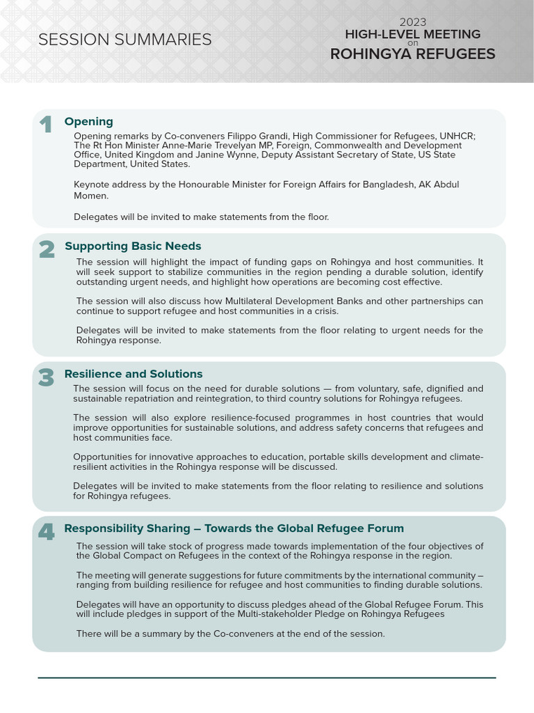 xxx2023 Rohingya Meeting Summaries | PDF | Refugee | United Nations ...