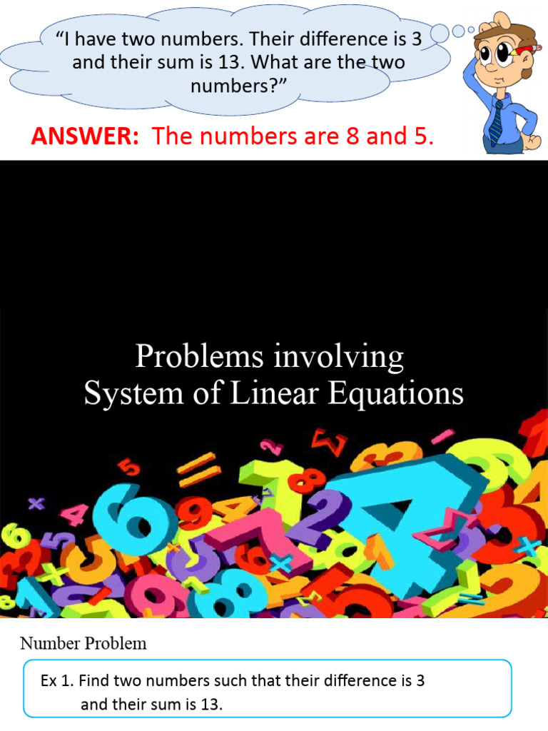 Problems Involving System of Linear Equation | PDF | Length | Distance