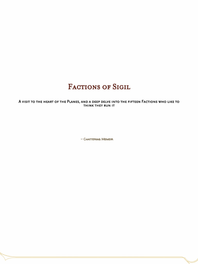 Factions of Sigil | PDF