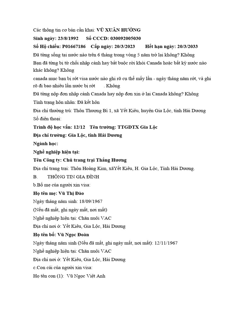 Hư NG - T Khai Canada | PDF